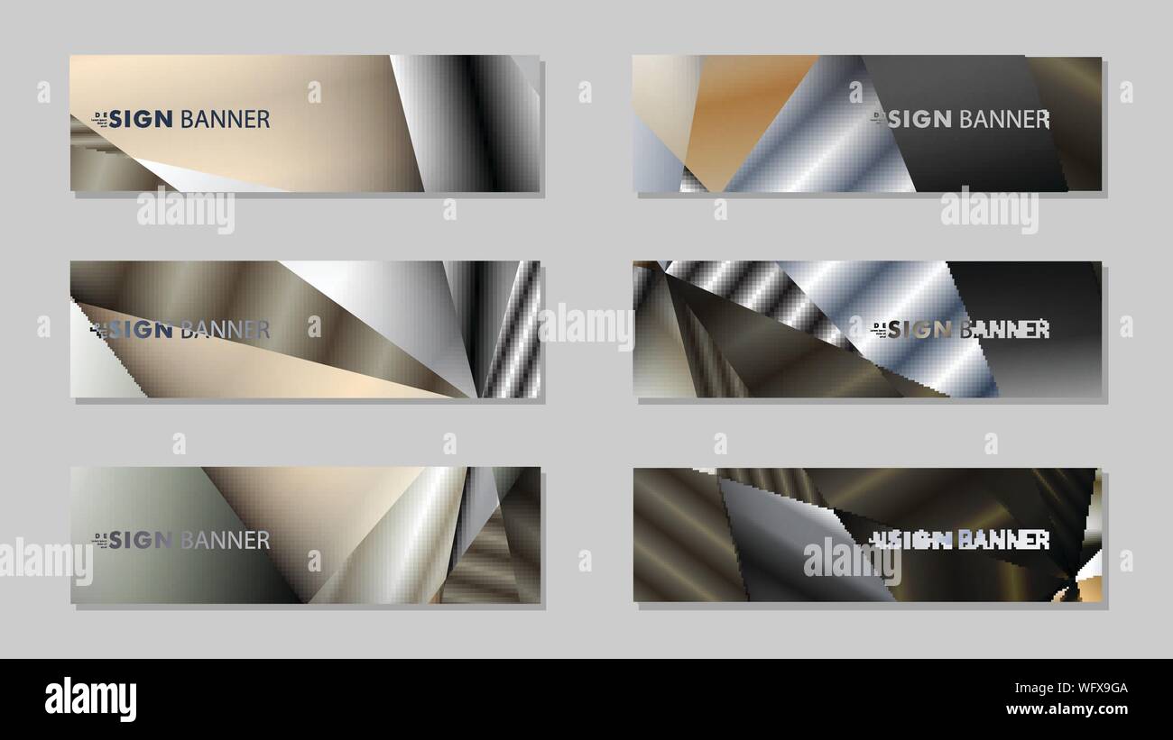 Abstract rectangle vector banner with a background of metal geometric ...