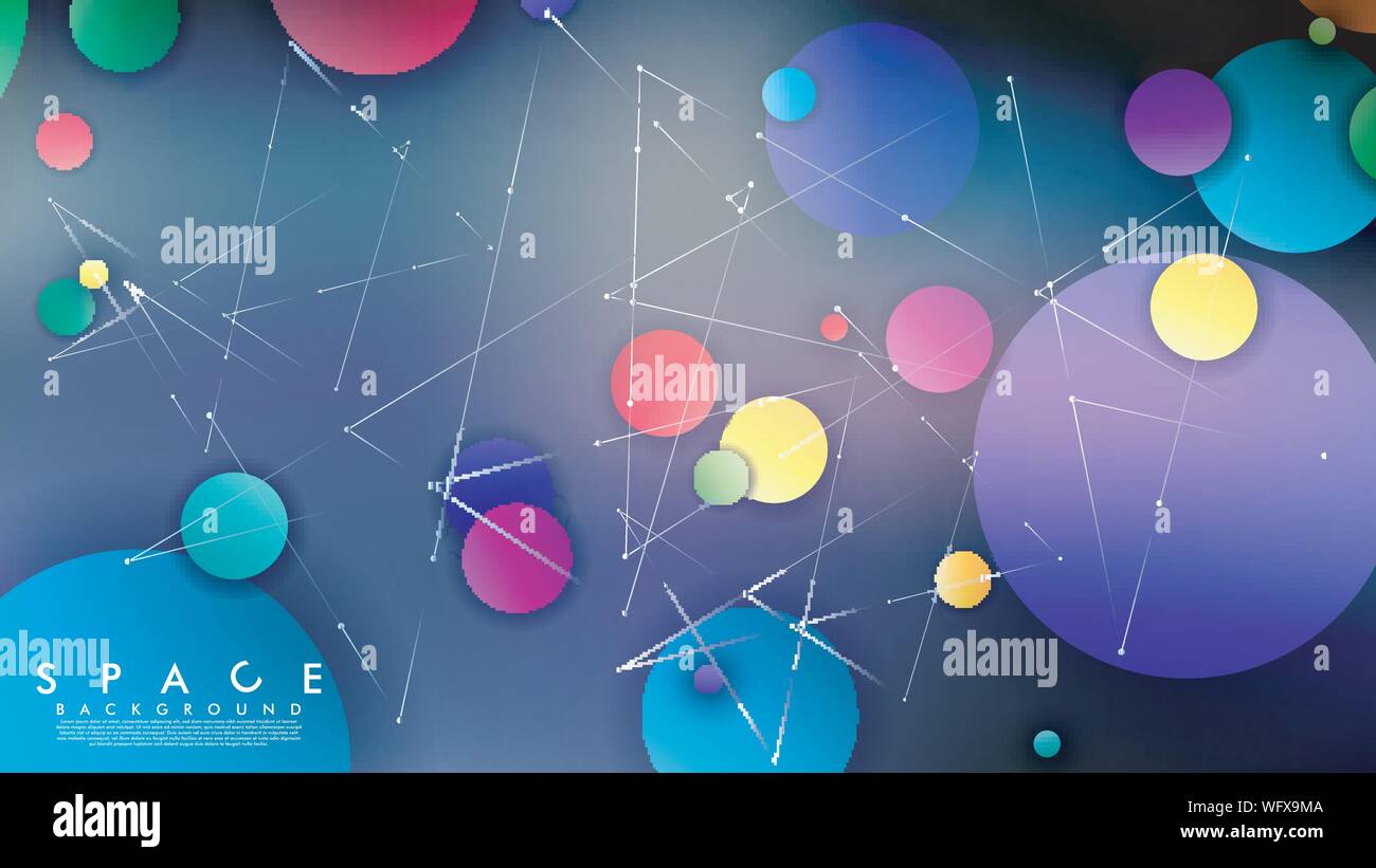 Background of Flat Space with planets and stars. Vector illustration of ...