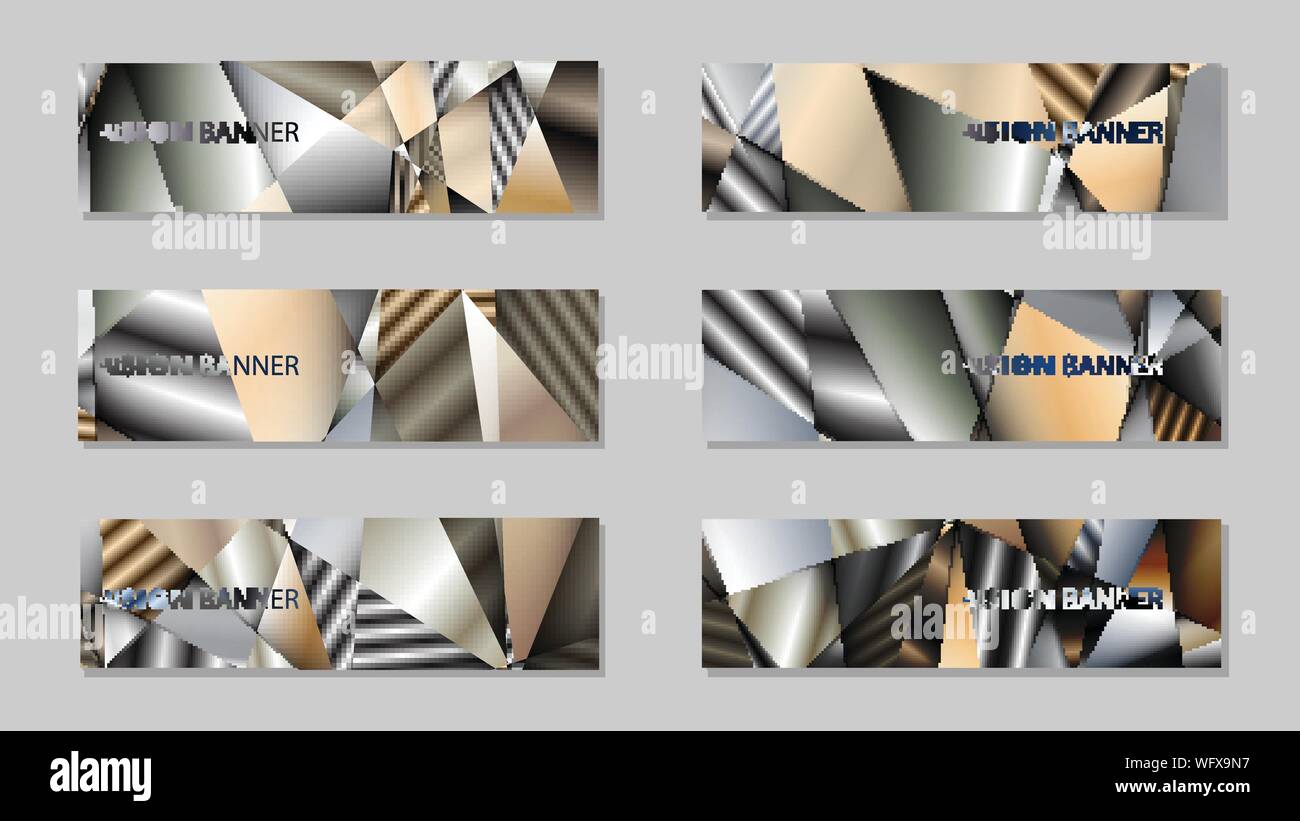 Abstract rectangle vector banner with a background of metal geometric ...