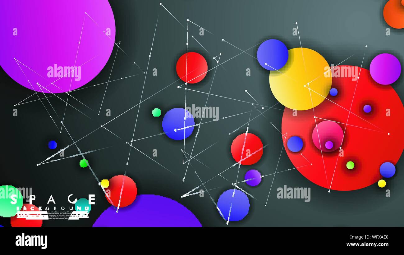 Background of Flat Space with planets and stars. Vector illustration of ...