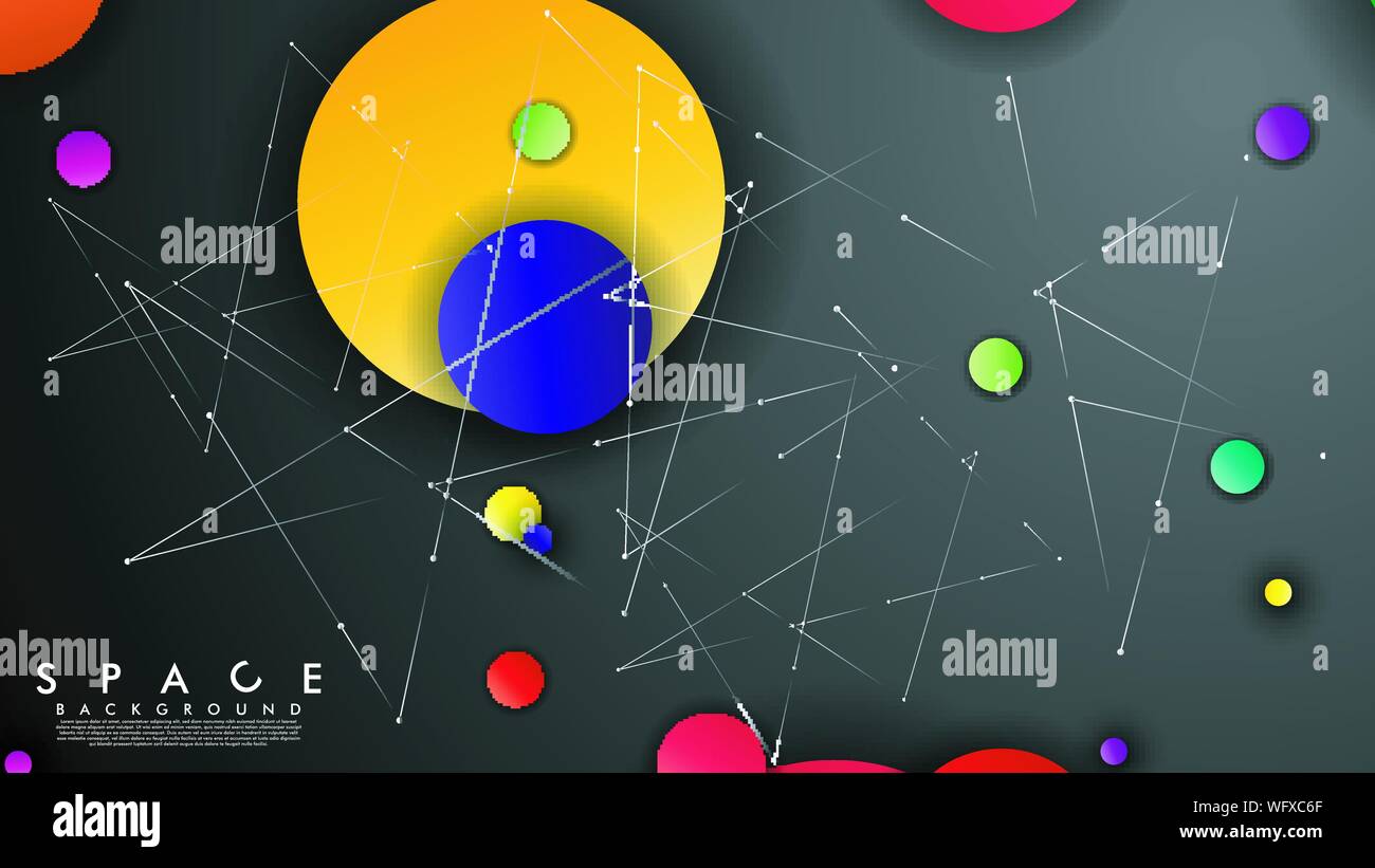 Background of Flat Space with planets and stars. Vector illustration of ...