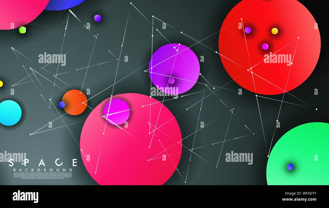 Background of Flat Space with planets and stars. Vector illustration of ...