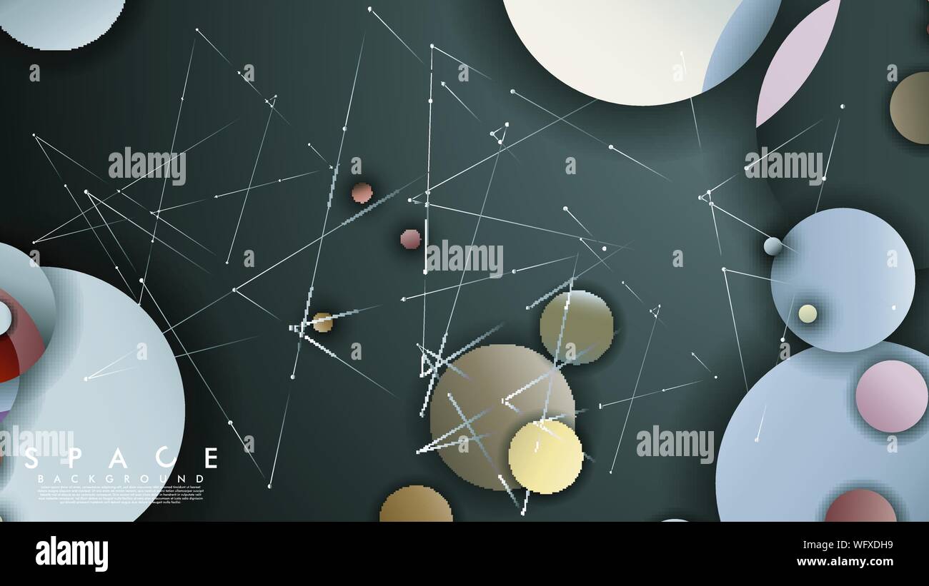 Background of Flat Space with planets and stars. Vector illustration of ...