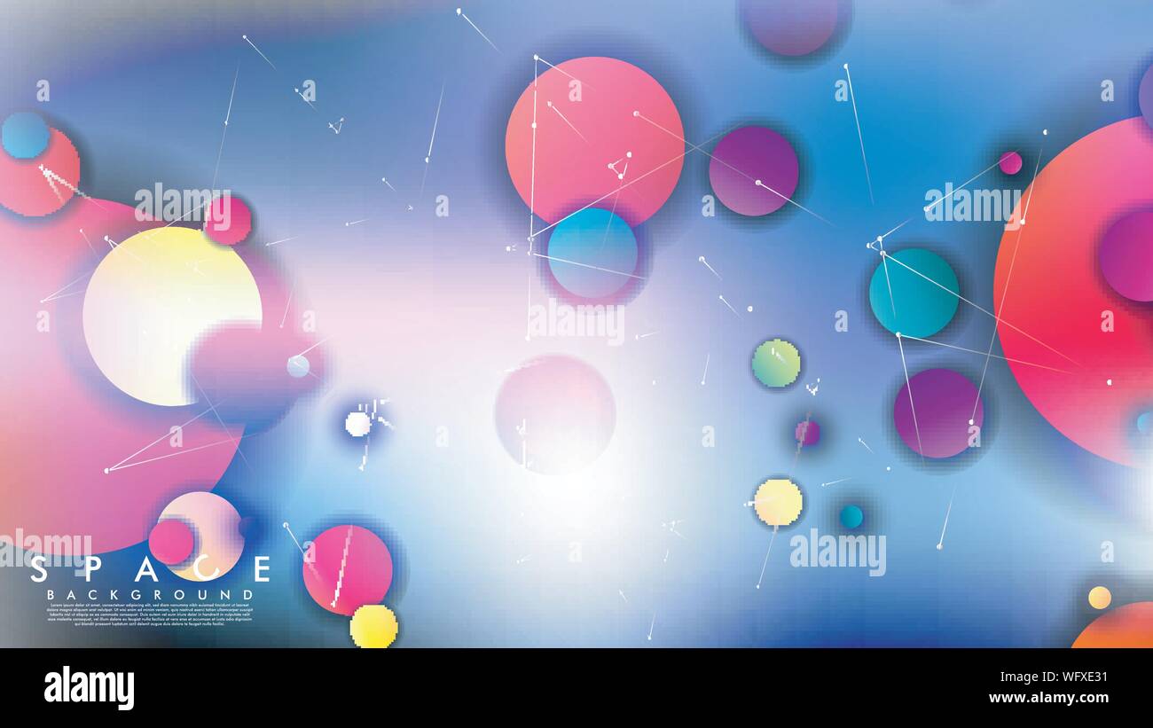 Background of Flat Space with planets and stars. Vector illustration of ...