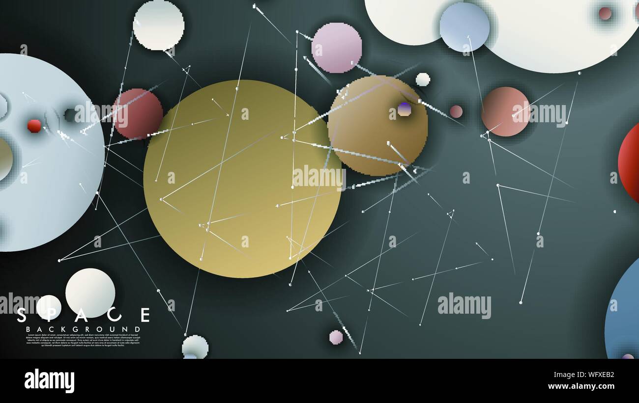 Background of Flat Space with planets and stars. Vector illustration of ...