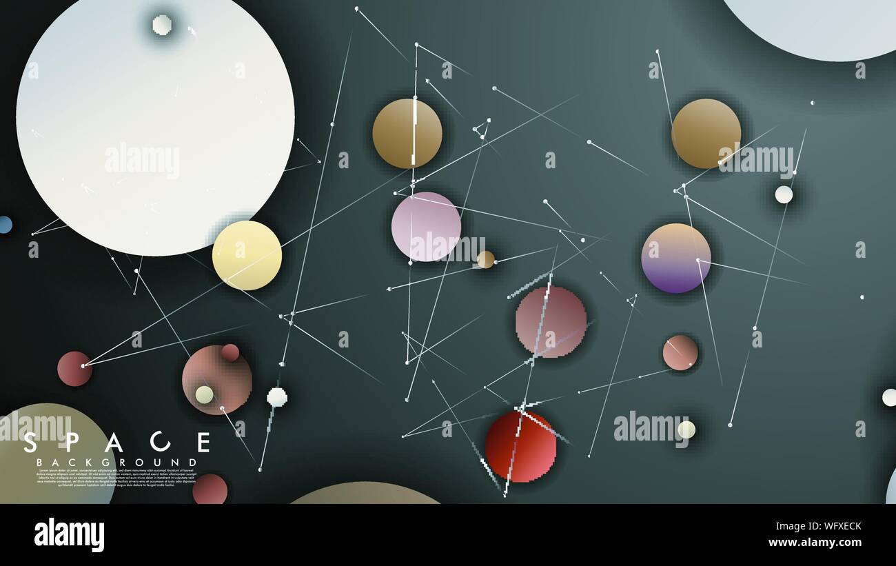 Background of Flat Space with planets and stars. Vector illustration of ...