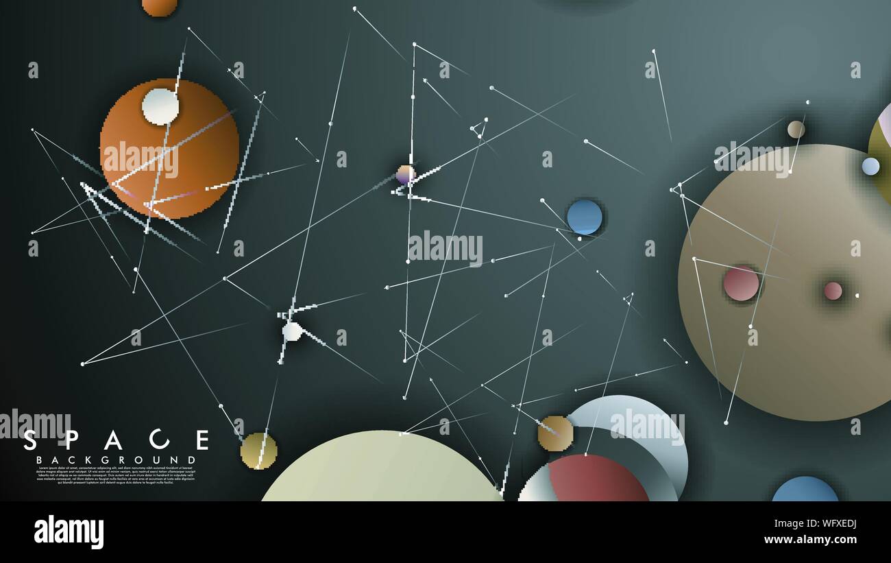 Background of Flat Space with planets and stars. Vector illustration of ...