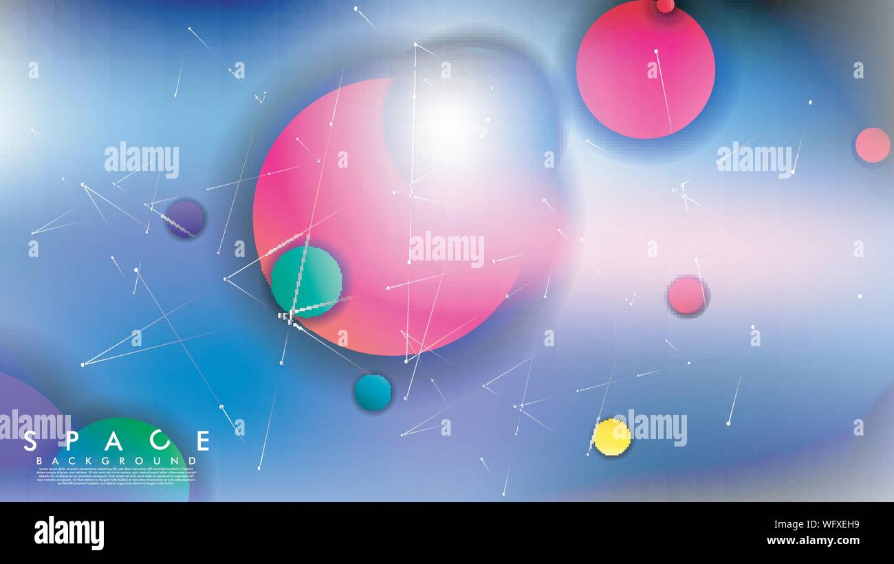 Background of Flat Space with planets and stars. Vector illustration of ...