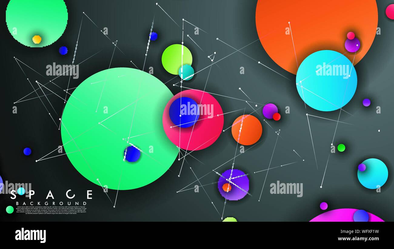 Background of Flat Space with planets and stars. Vector illustration of ...