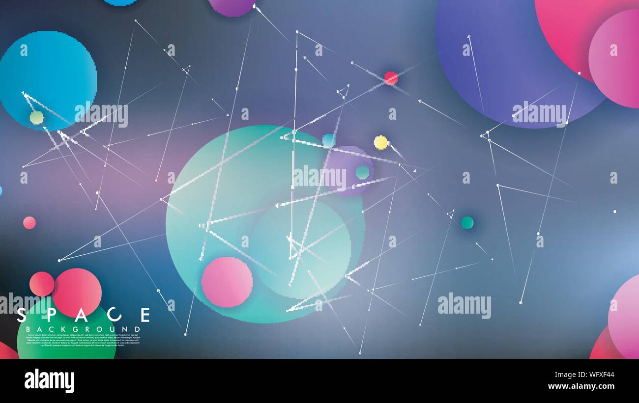 Background of Flat Space with planets and stars. Vector illustration of ...