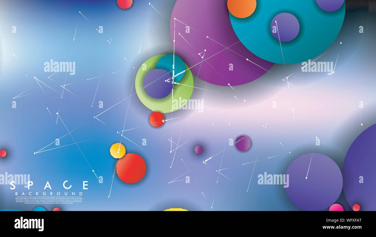 Background of Flat Space with planets and stars. Vector illustration of ...
