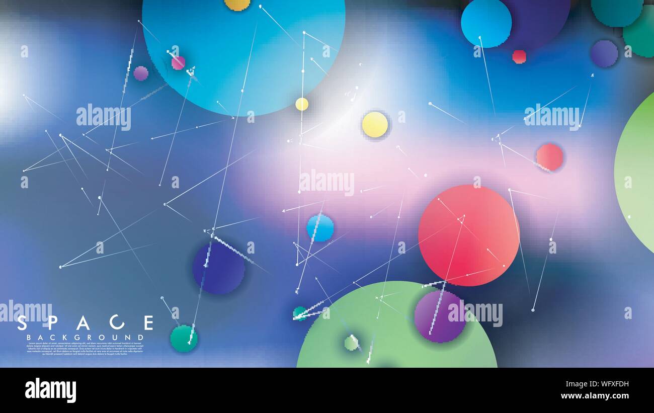 Background of Flat Space with planets and stars. Vector illustration of ...