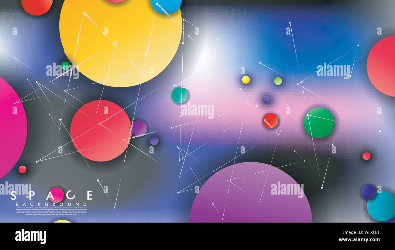 Background of Flat Space with planets and stars. Vector illustration of ...