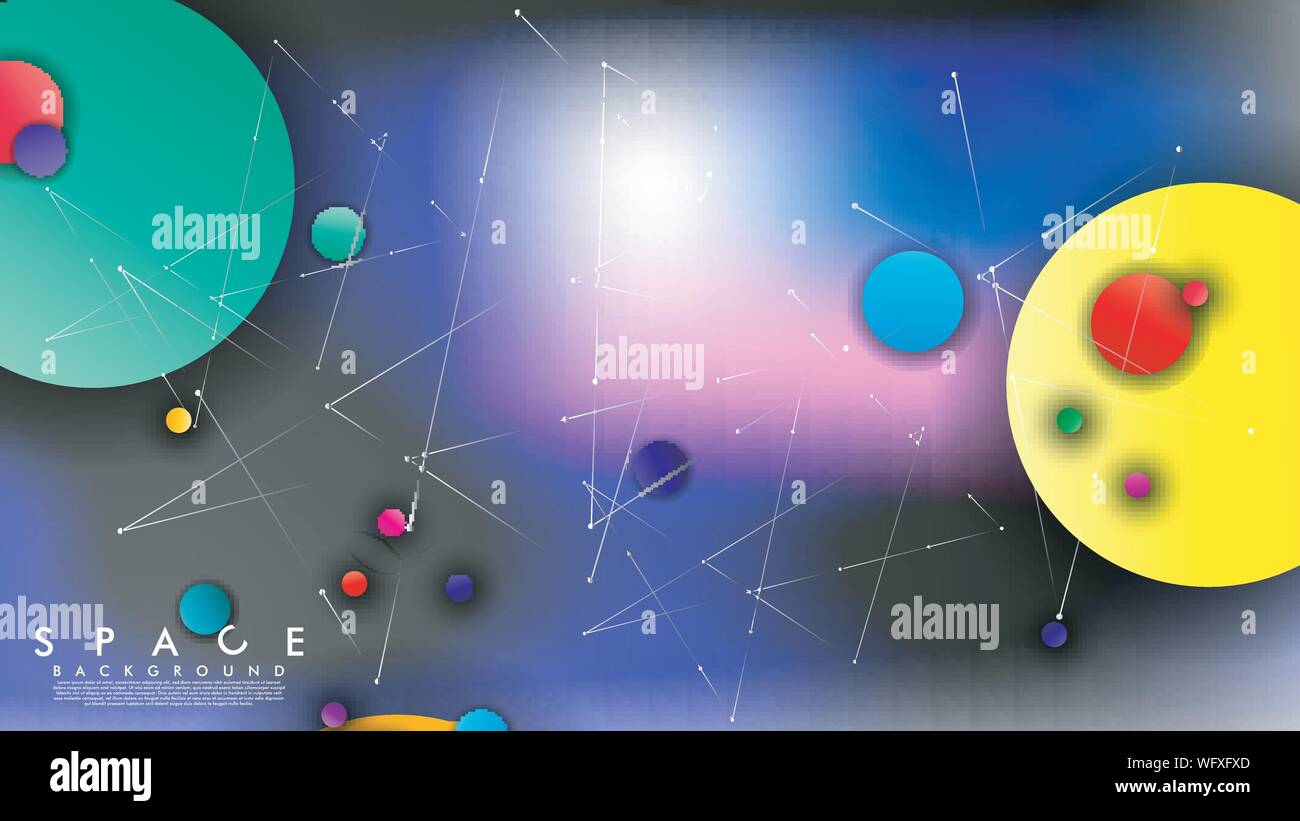 Background of Flat Space with planets and stars. Vector illustration of ...