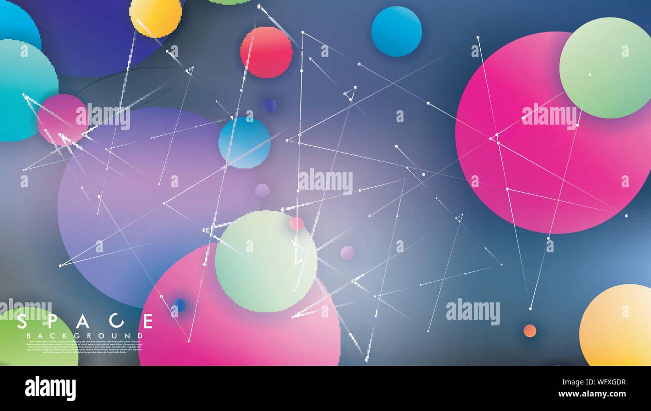 Background of Flat Space with planets and stars. Vector illustration of ...