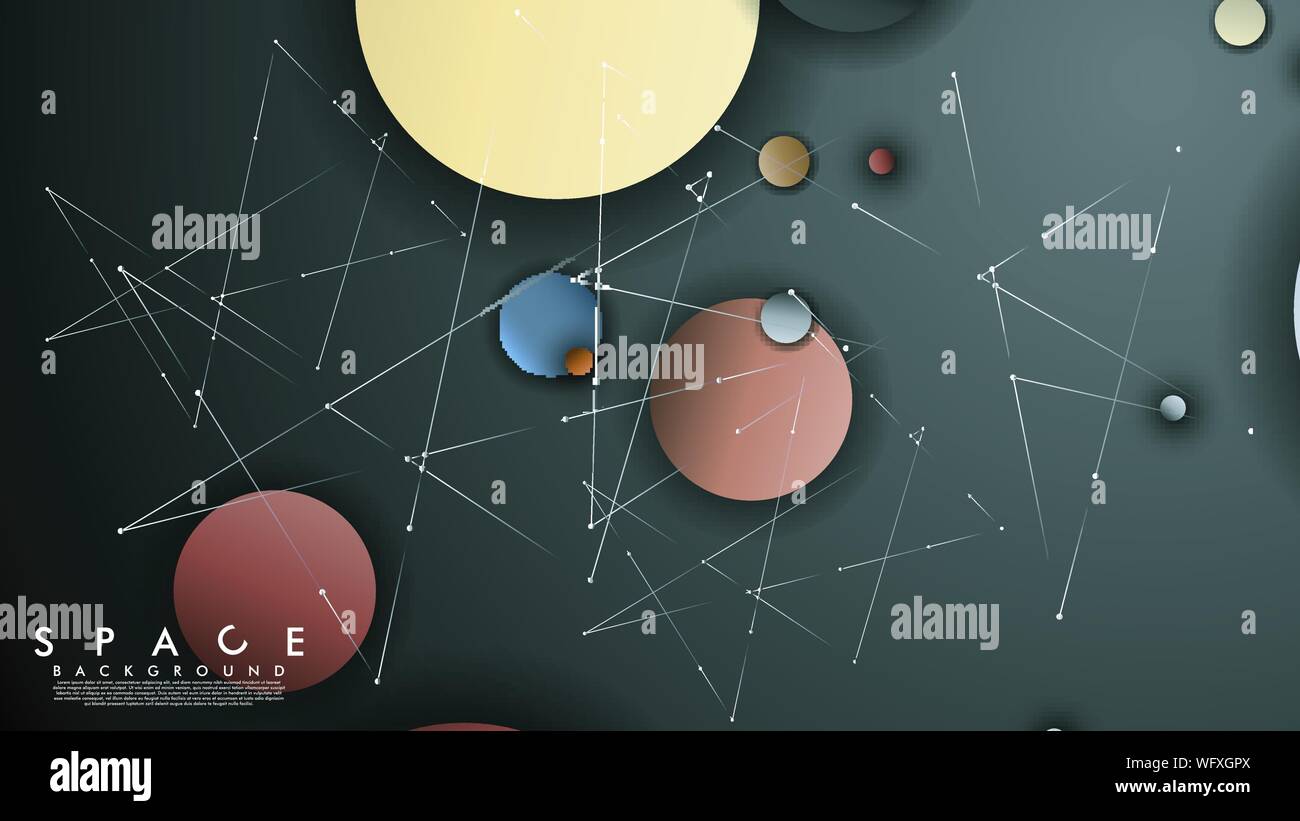 Background of Flat Space with planets and stars. Vector illustration of ...
