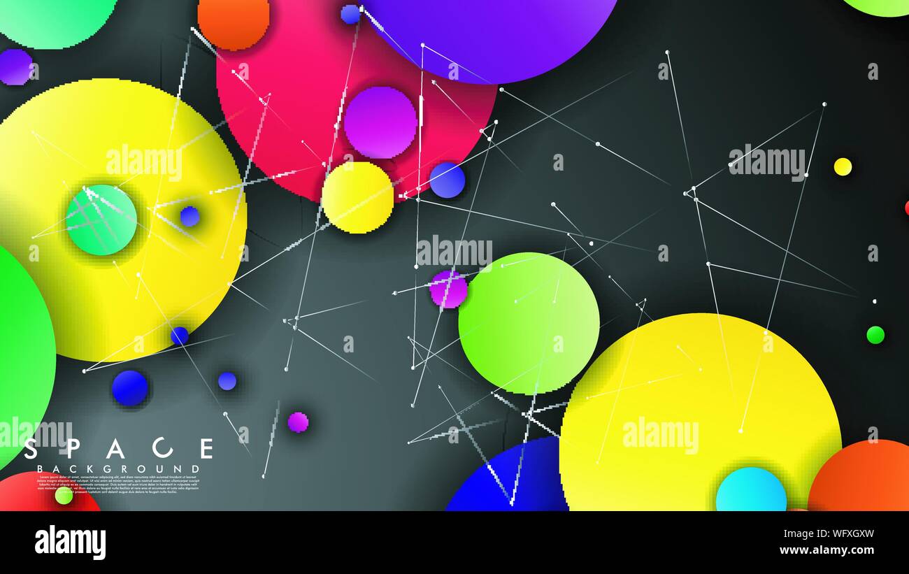 Background of Flat Space with planets and stars. Vector illustration of ...