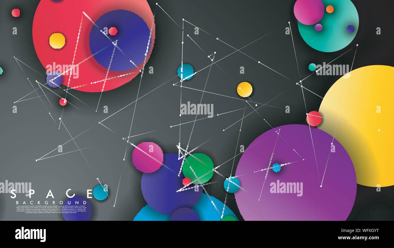 Background of Flat Space with planets and stars. Vector illustration of ...