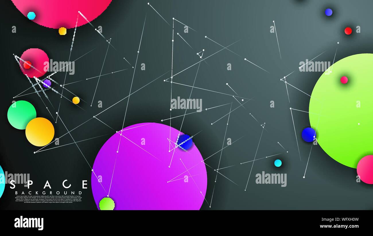 Background of Flat Space with planets and stars. Vector illustration of ...