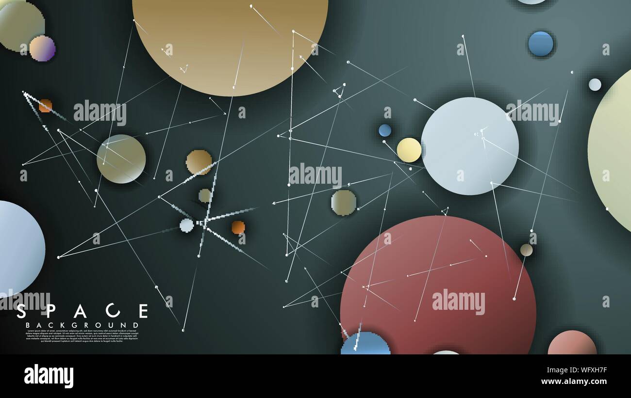 Background of Flat Space with planets and stars. Vector illustration of ...
