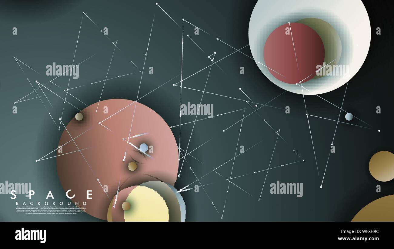 Background of Flat Space with planets and stars. Vector illustration of ...