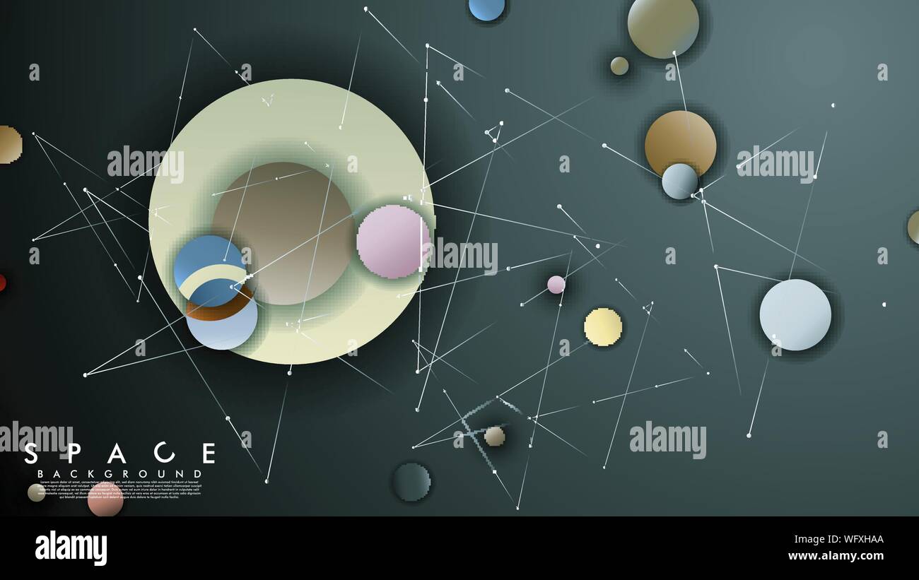 Background of Flat Space with planets and stars. Vector illustration of ...