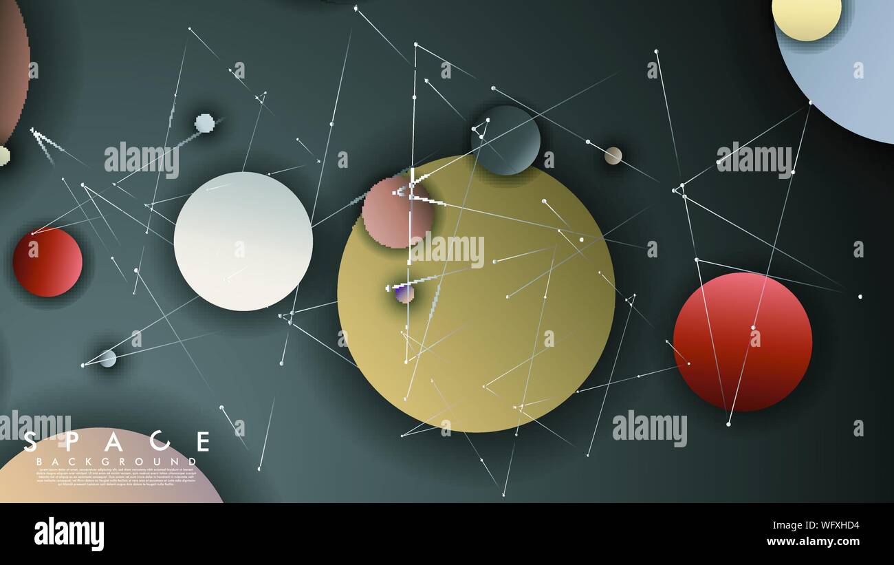 Background of Flat Space with planets and stars. Vector illustration of ...