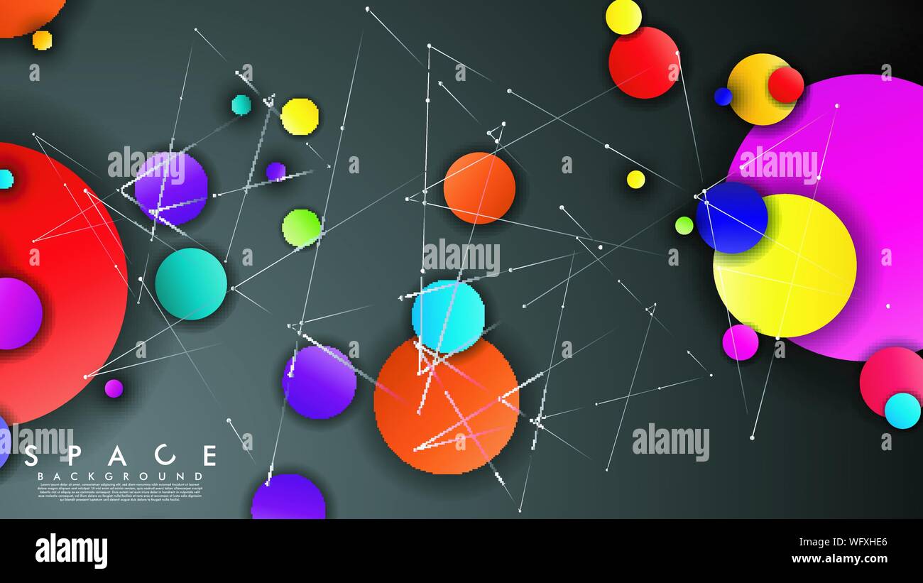 Background of Flat Space with planets and stars. Vector illustration of ...