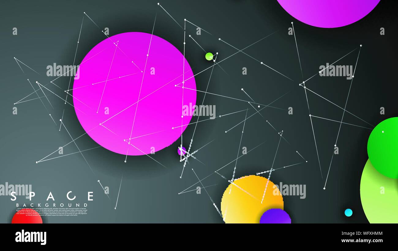 Background of Flat Space with planets and stars. Vector illustration of ...