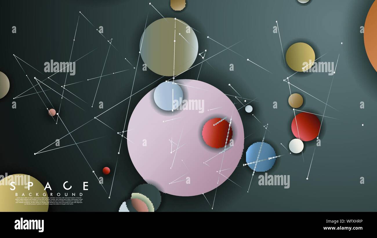 Background of Flat Space with planets and stars. Vector illustration of ...