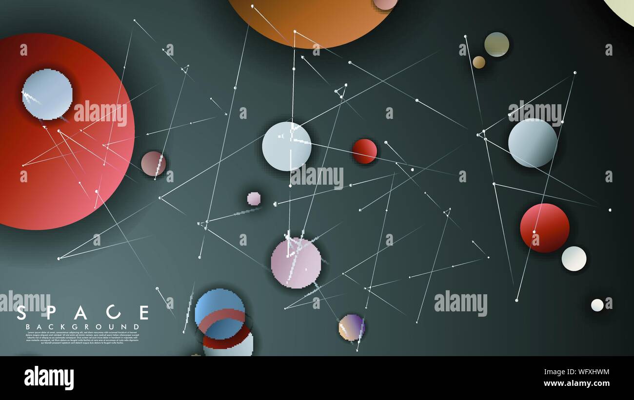 Background of Flat Space with planets and stars. Vector illustration of ...