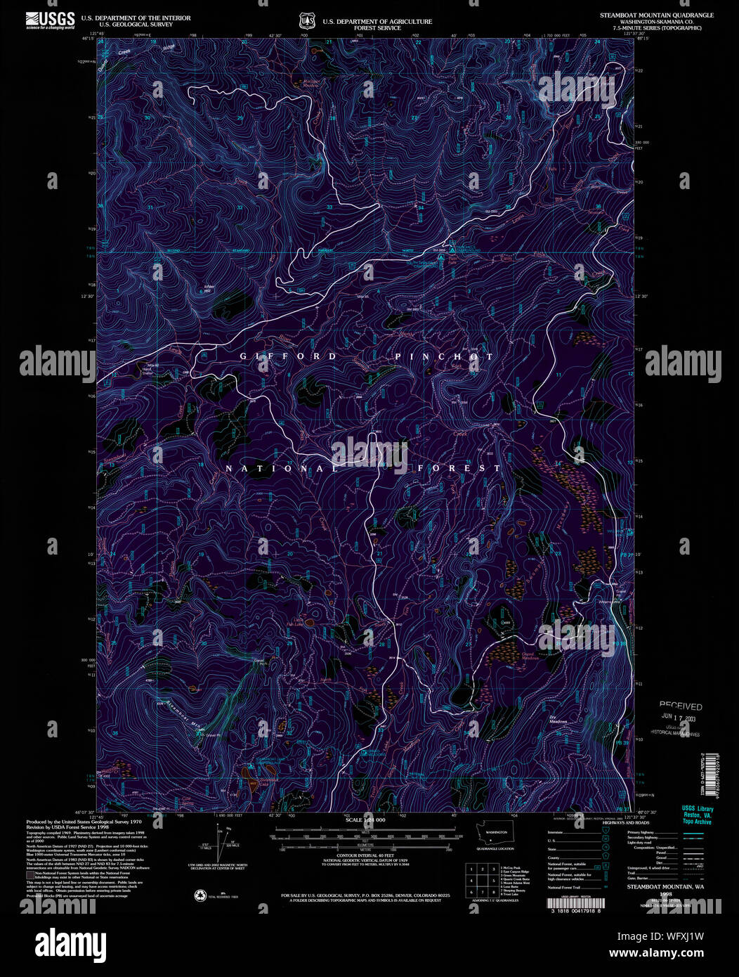 USGS Topo Map Washington State WA Steamboat Mountain 244007 1998 24000 ...