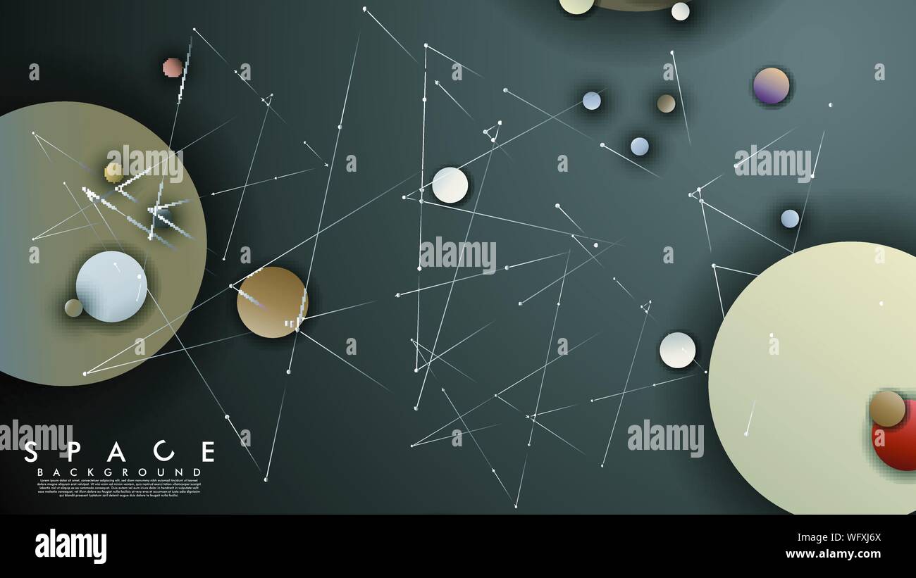 Background of Flat Space with planets and stars. Vector illustration of ...