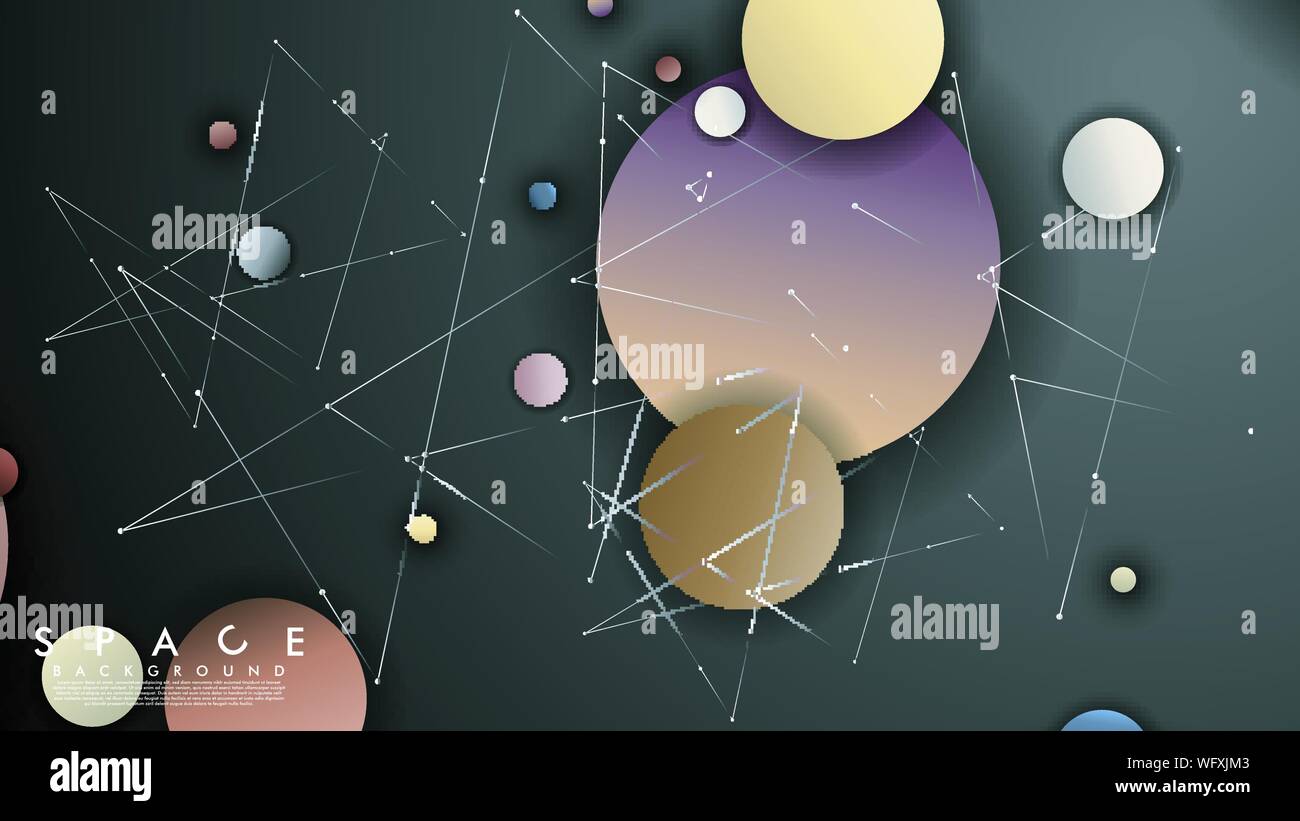 Background of Flat Space with planets and stars. Vector illustration of ...