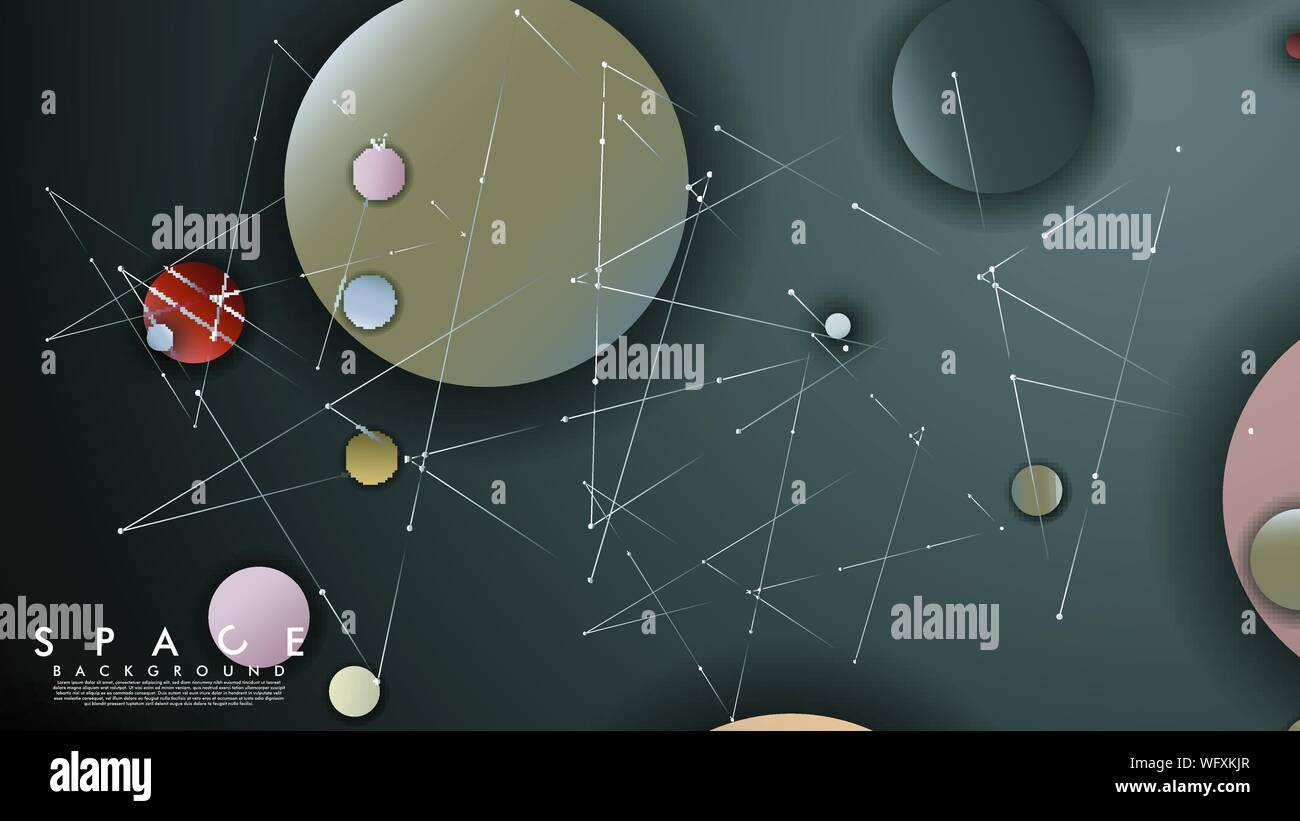 Background of Flat Space with planets and stars. Vector illustration of ...