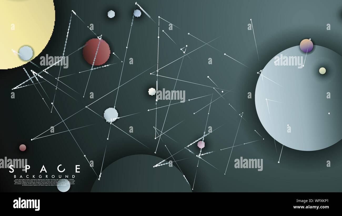 Background of Flat Space with planets and stars. Vector illustration of ...