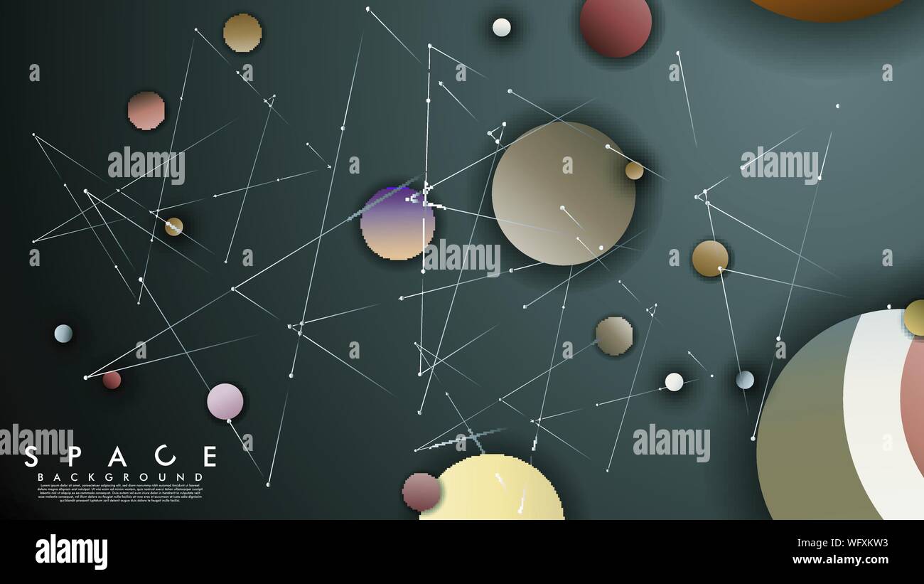 Background of Flat Space with planets and stars. Vector illustration of ...