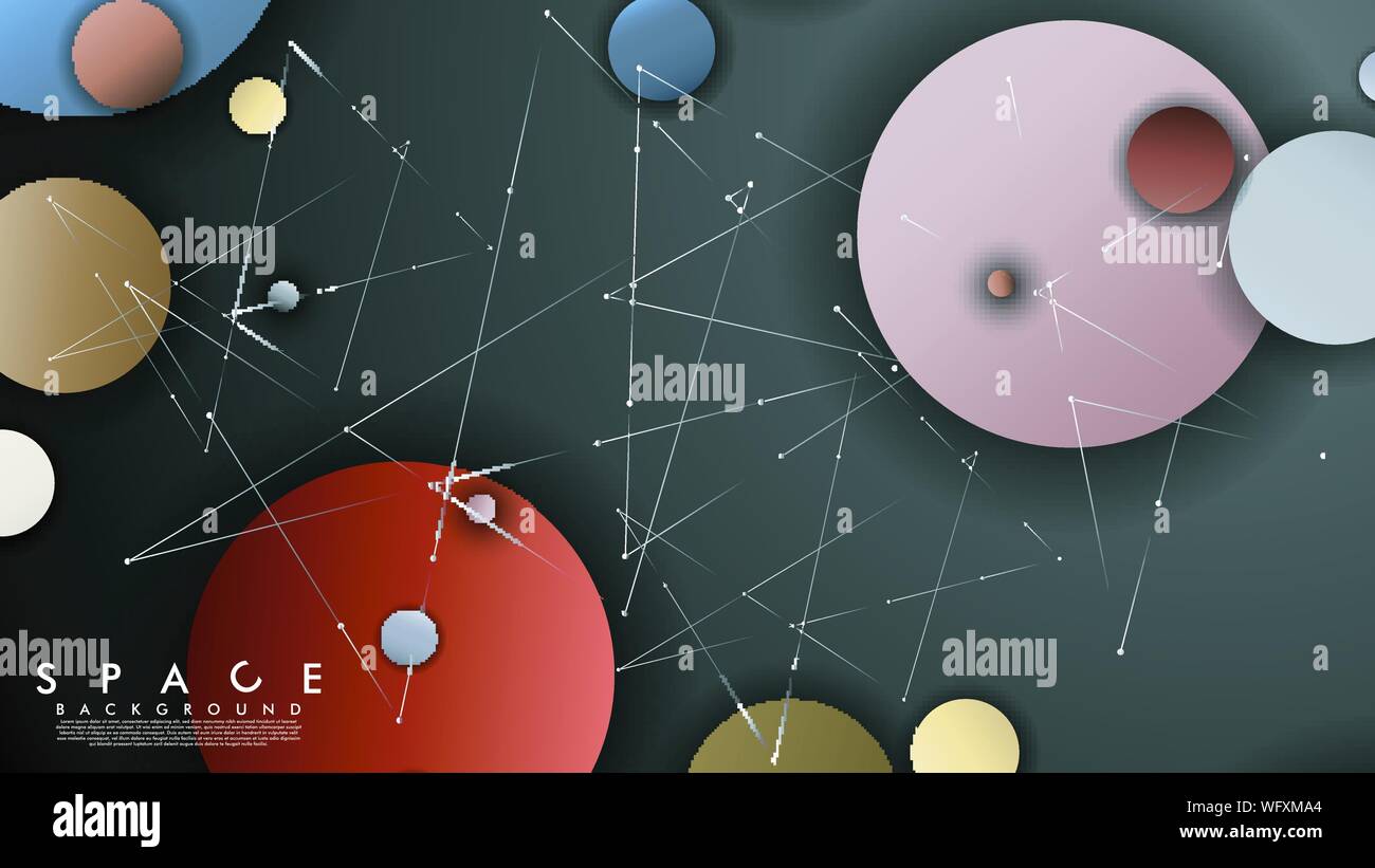 Background of Flat Space with planets and stars. Vector illustration of ...
