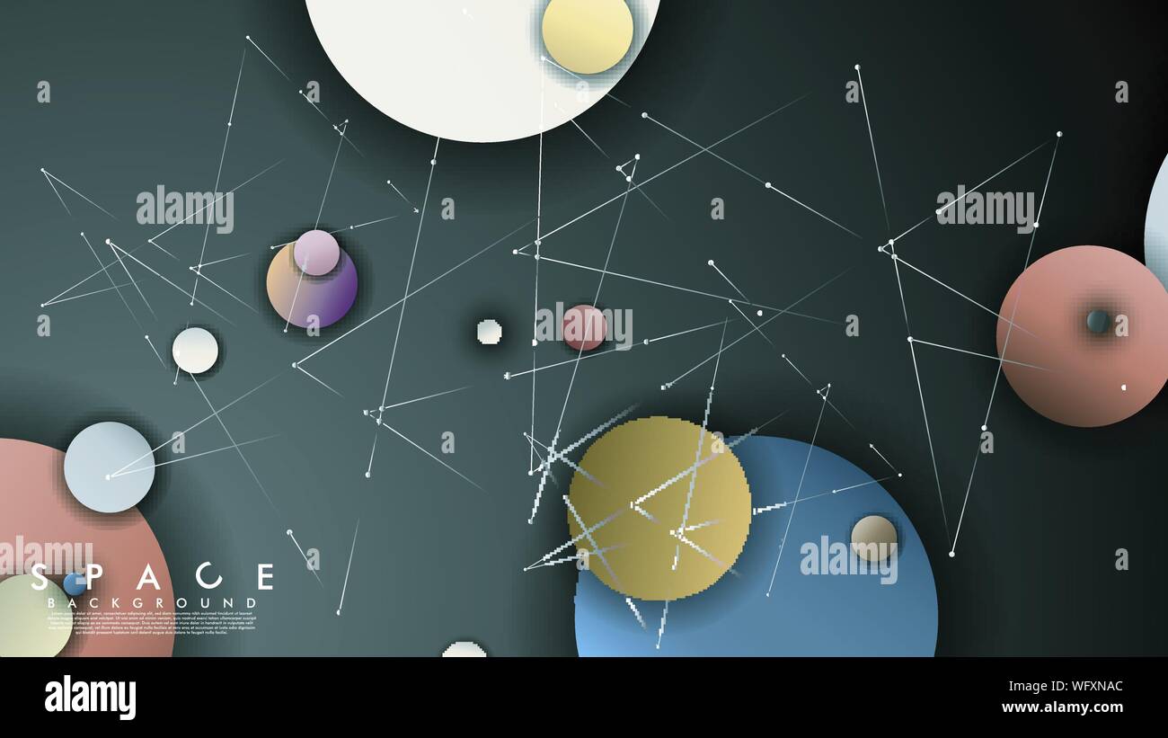 Background of Flat Space with planets and stars. Vector illustration of ...