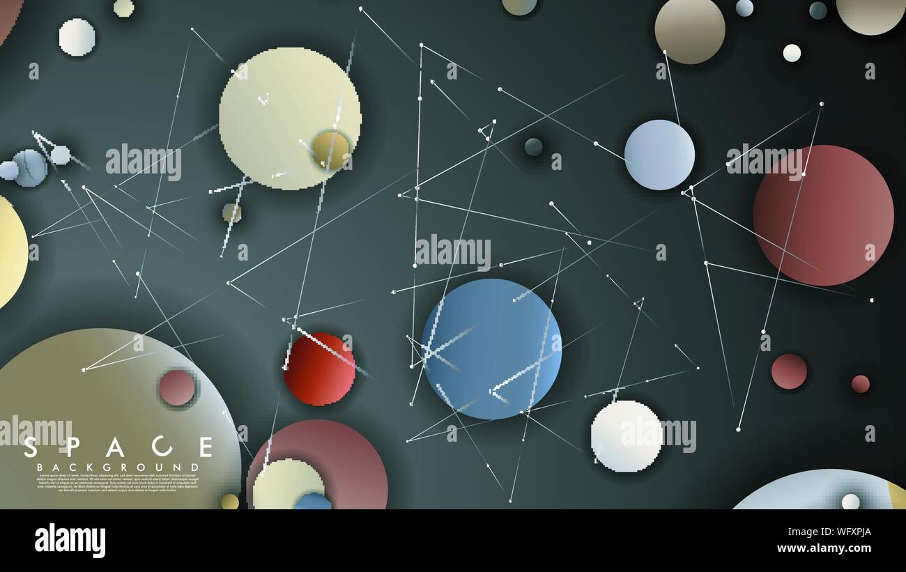 Background of Flat Space with planets and stars. Vector illustration of ...