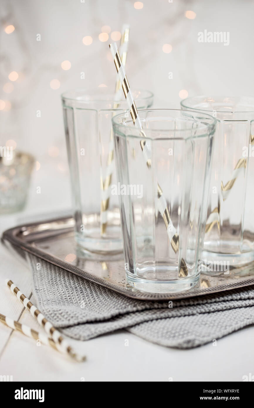 Empty glass with straw hi-res stock photography and images - Alamy