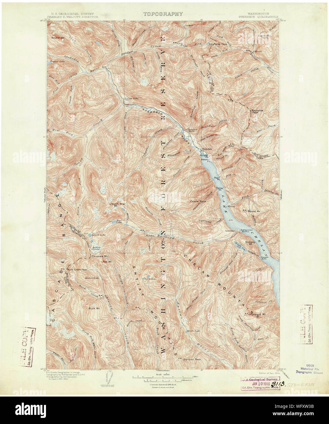 USGS Topo Map Washington State WA Stehekin 244016 1904 125000 ...