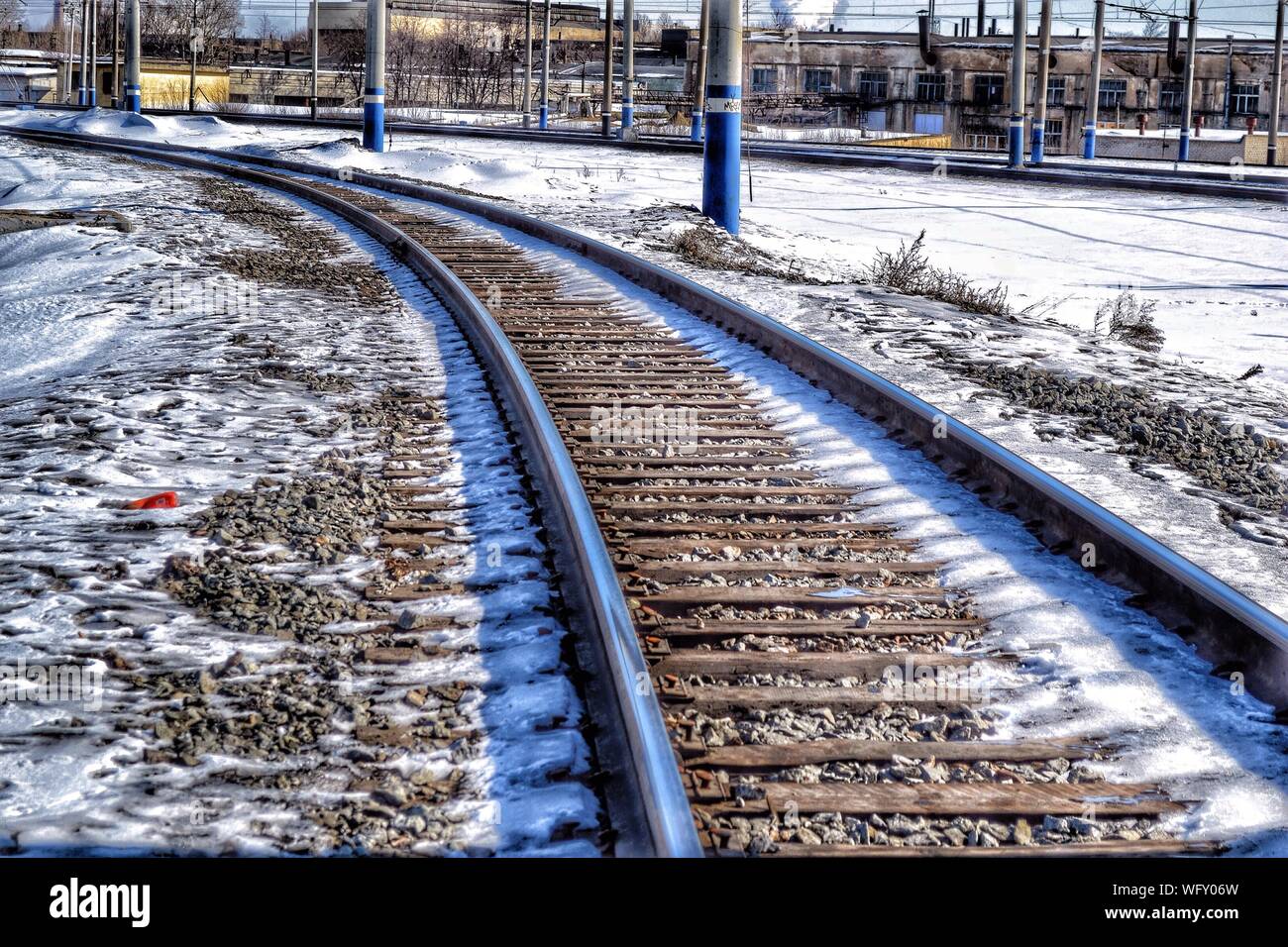 Straight railway track snow hi-res stock photography and images - Alamy