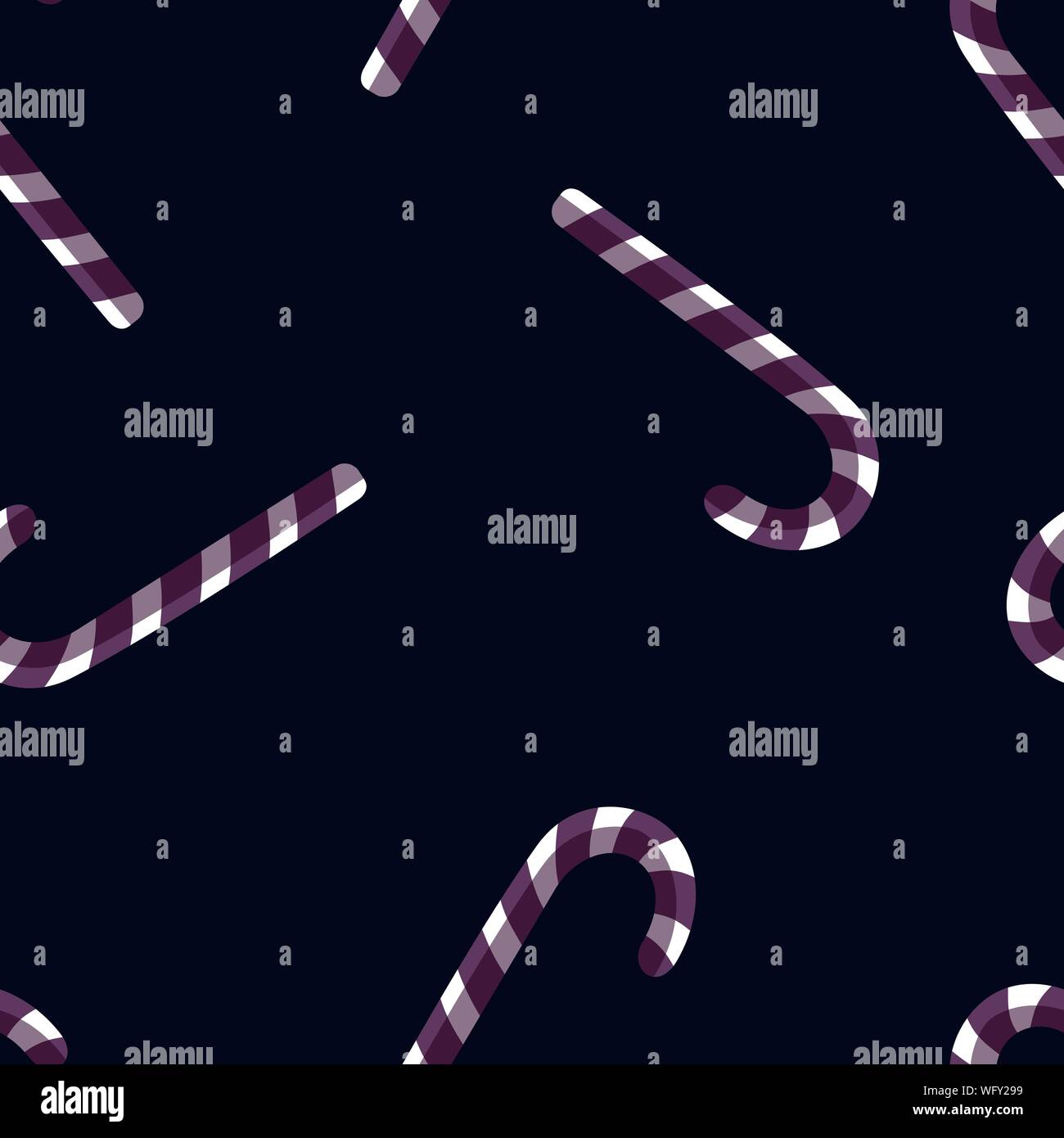 Vector seamless pattern with flat candy cane sweet sticks. Christmas or ...