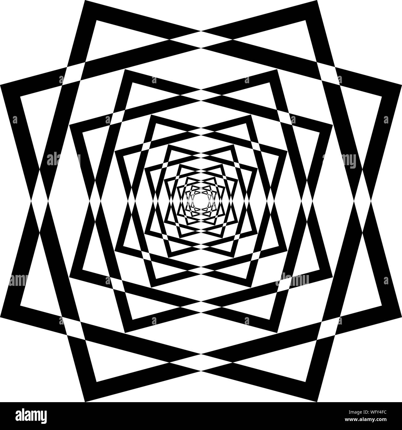 Abstract Frame Repeating Dual Angle Perspective Intersected Black on ...