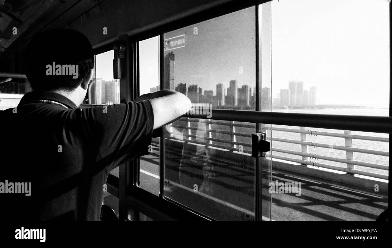 Bus interior view Black and White Stock Photos & Images - Alamy