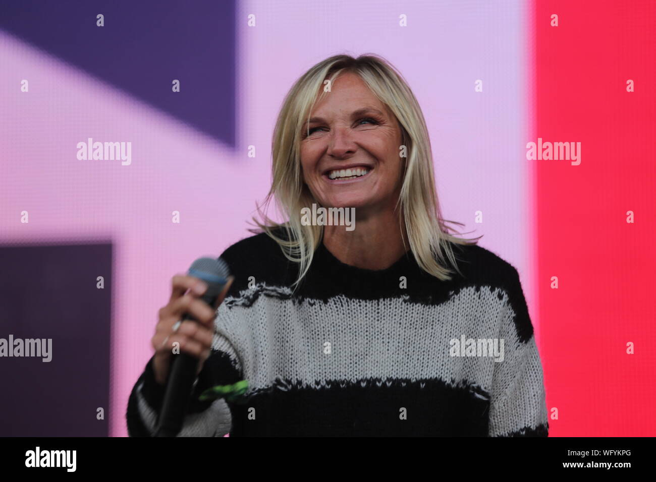 Knebworth, Hertfordshire, UK. BBC radio DJ Jo Whiley presents on stage ...