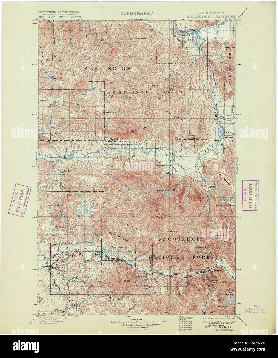 Washington map 1901 hi-res stock photography and images - Alamy