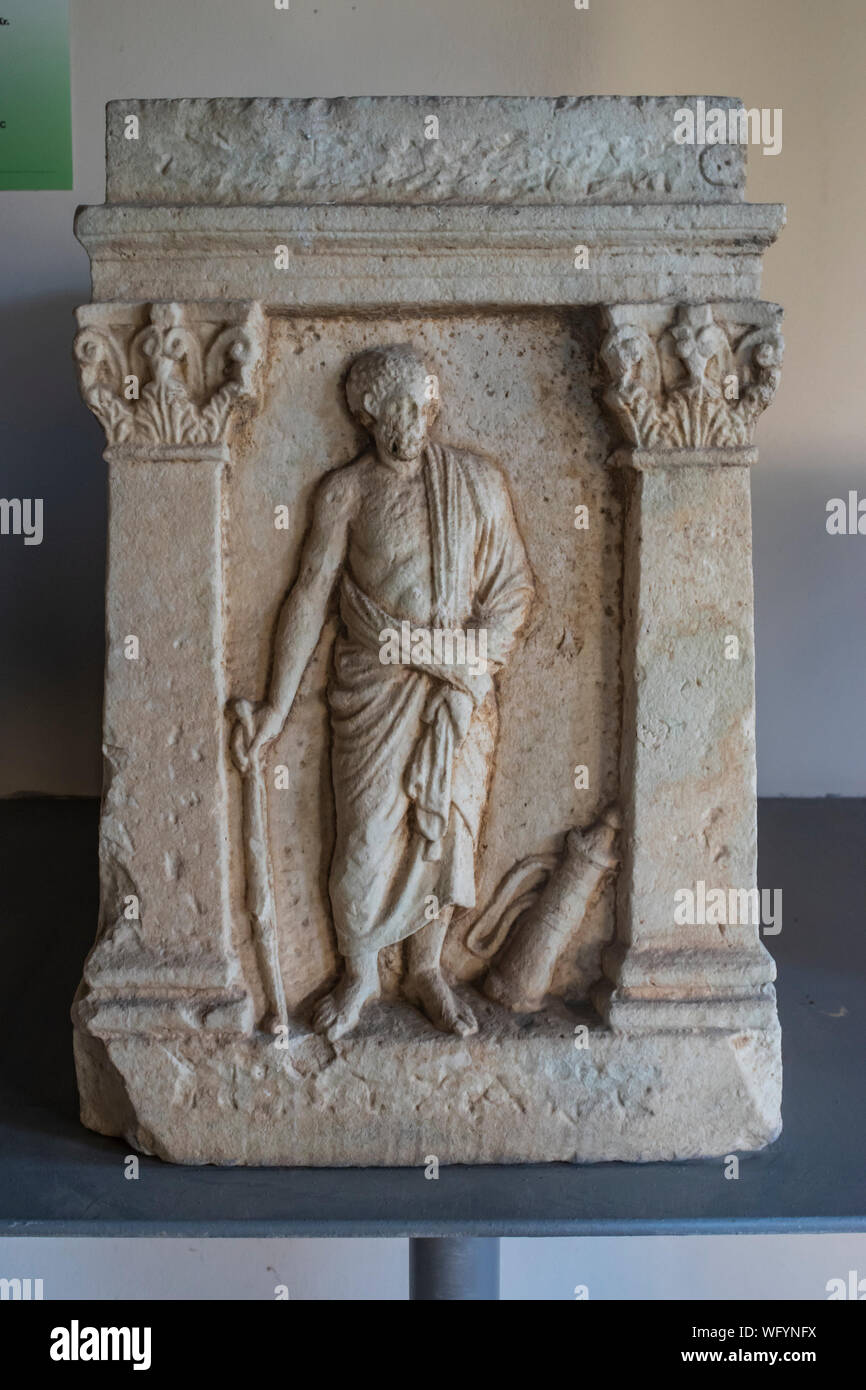 Ancient, Greek funerary stone urn Stock Photo - Alamy