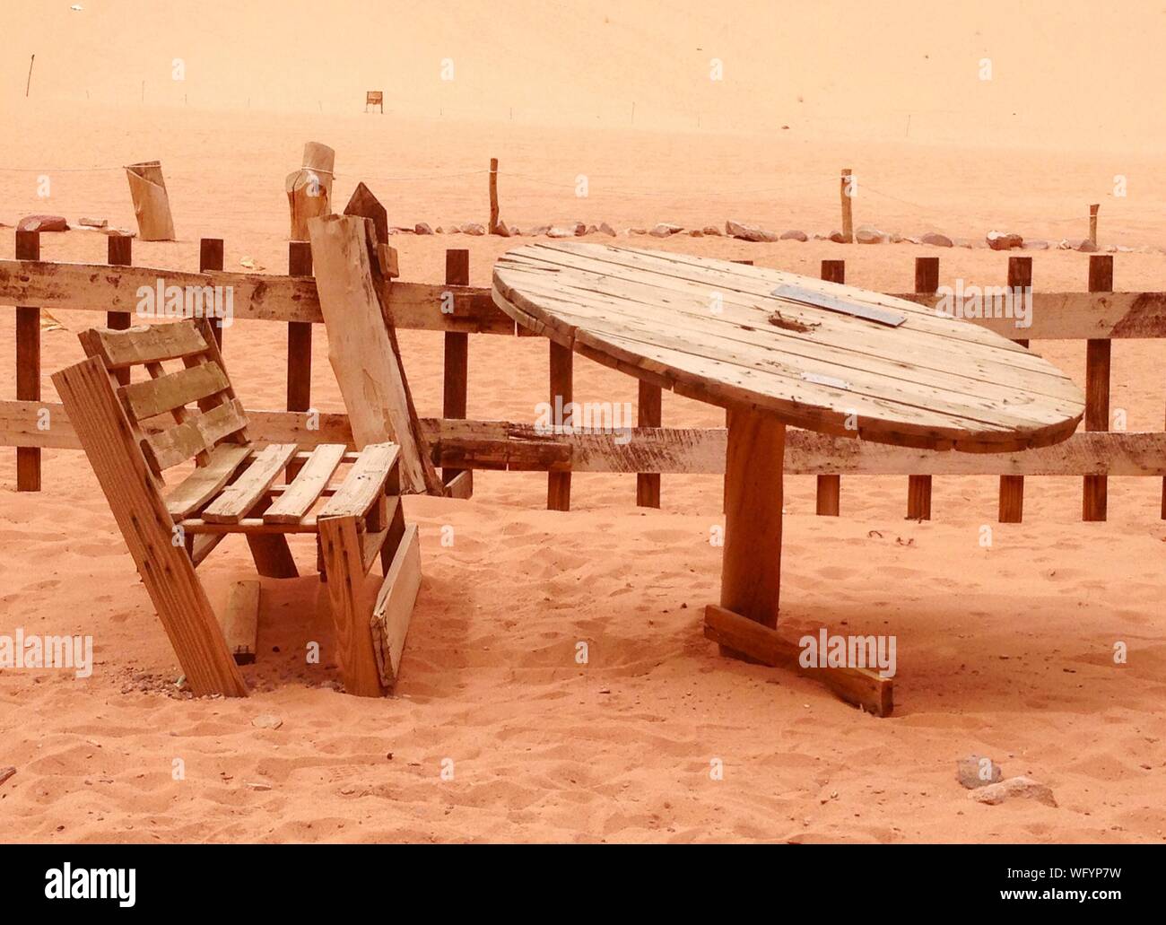 Wooden beach table hi-res stock photography and images - Alamy